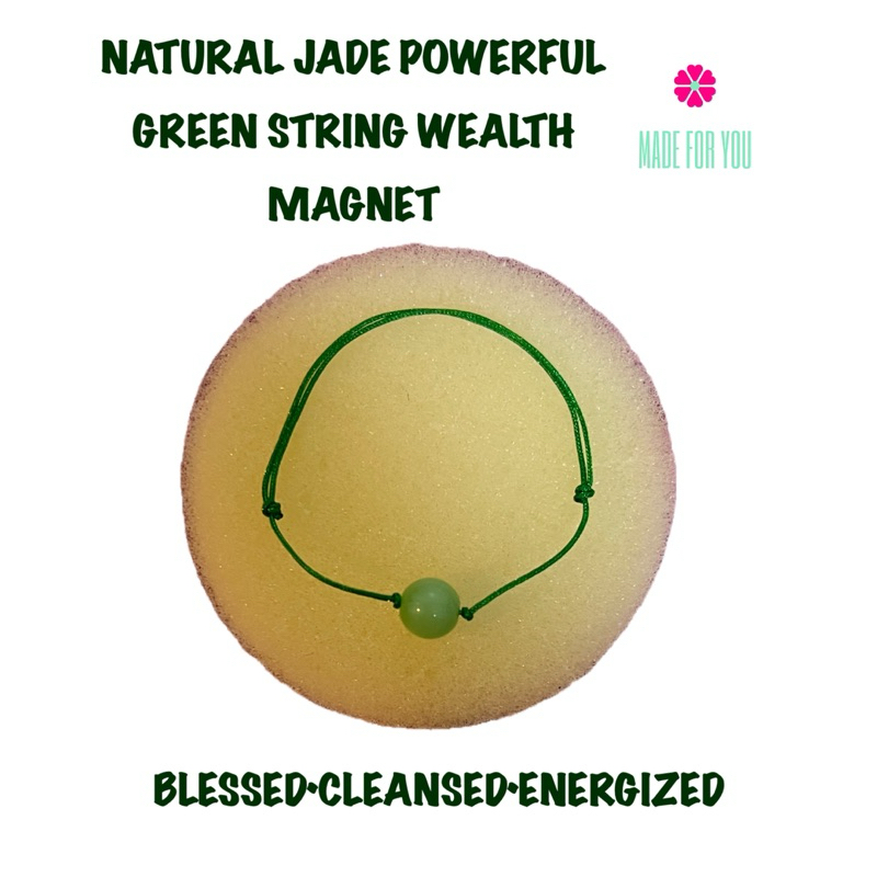 Natural Jade Powerful adjustable Green String Wealth Magnet Lucky Charm ...
