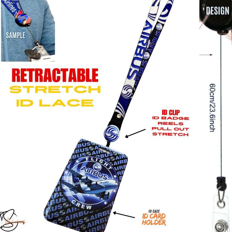 New Airbus Retractable Lanyard Stretch 3in1 Id lace id clip id badge ...