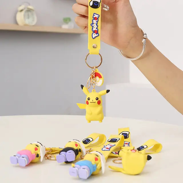 Cartoon POKEMON PIKACHU Figure Anime Doll Keychain Backpack Pendant ...