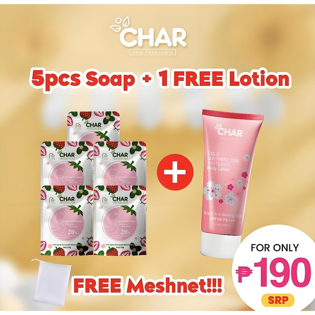 (5+1PCS)CHAR SKIN Glycerine Deo Soap 70g + FREE Sun Protection ...