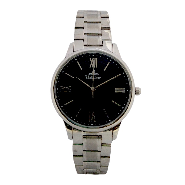 UniSilver TIME Men's Silver / Black Analog Stainless steel watch KW2825 ...