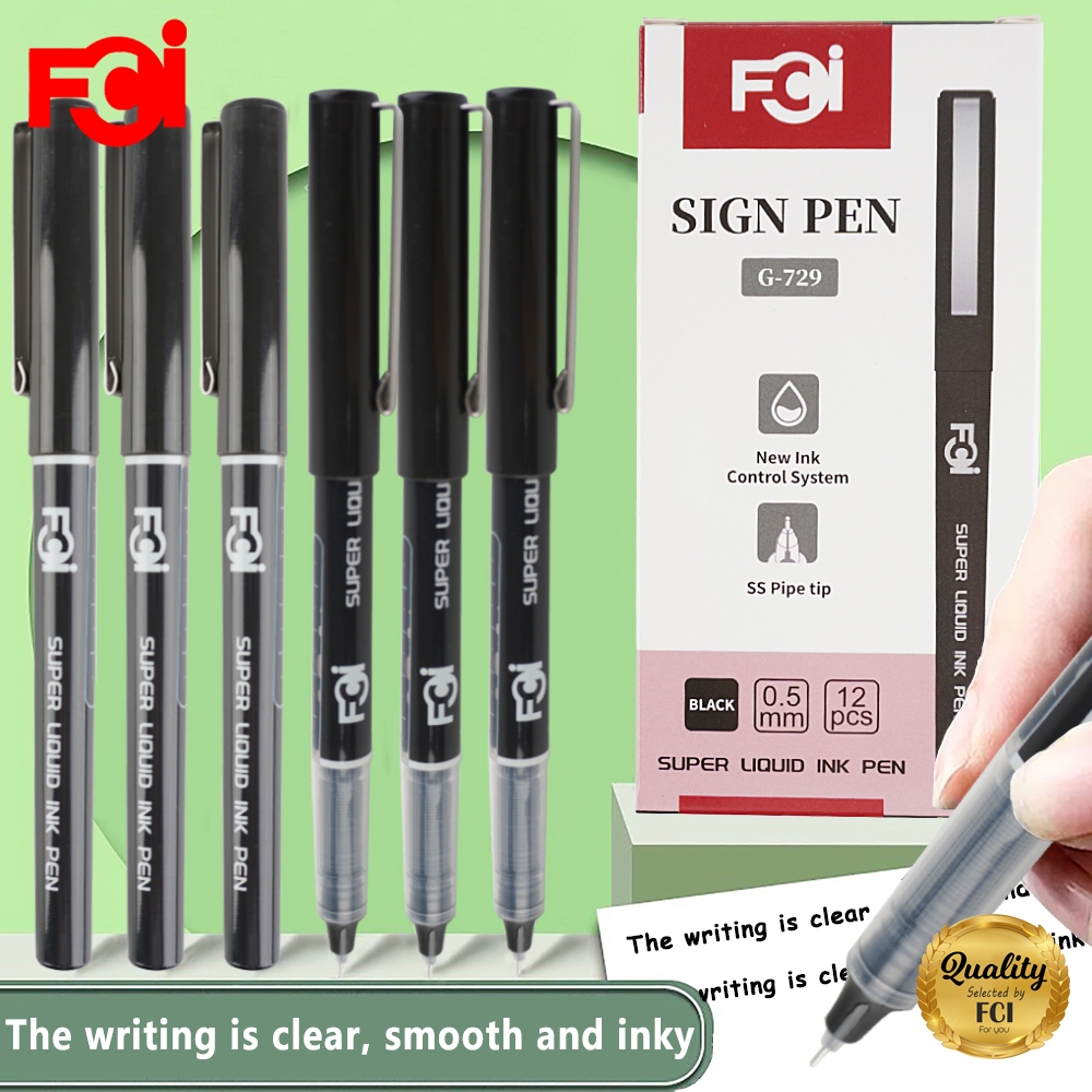LCI Black Sign Pen 0.5 mm Super Liquid Ink Pen Black for School Office ...