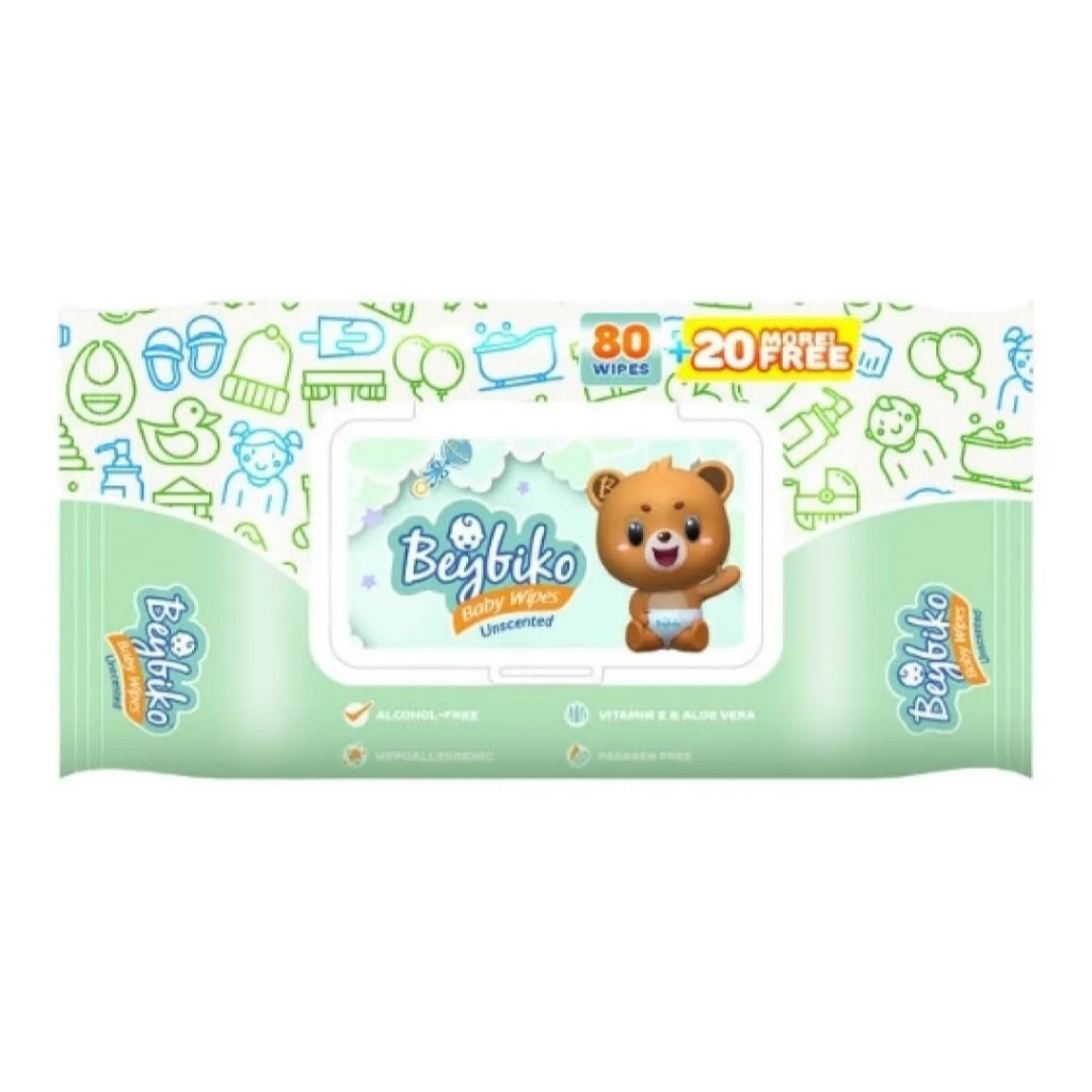 Beybiko Baby Wipes Unscented 80 sheets + 20 sheets | Shopee Philippines