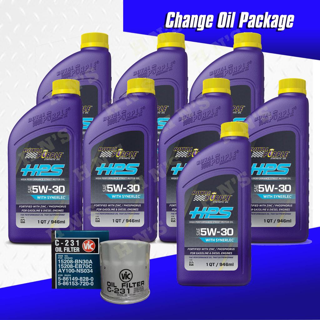 ROYAL PURPLE HPS 5W-30 Full Synthetic Oil Change Package for Nissan Navara D40, Navara NP300 ...