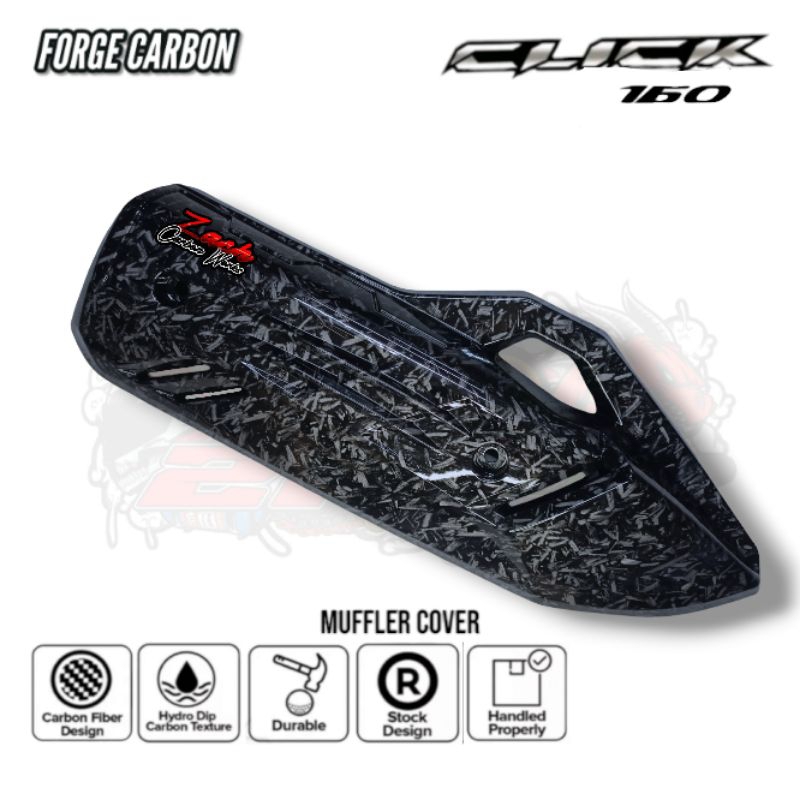 NEW!! Honda click 160 forged hydro dip carbon glossy muffler cover ...