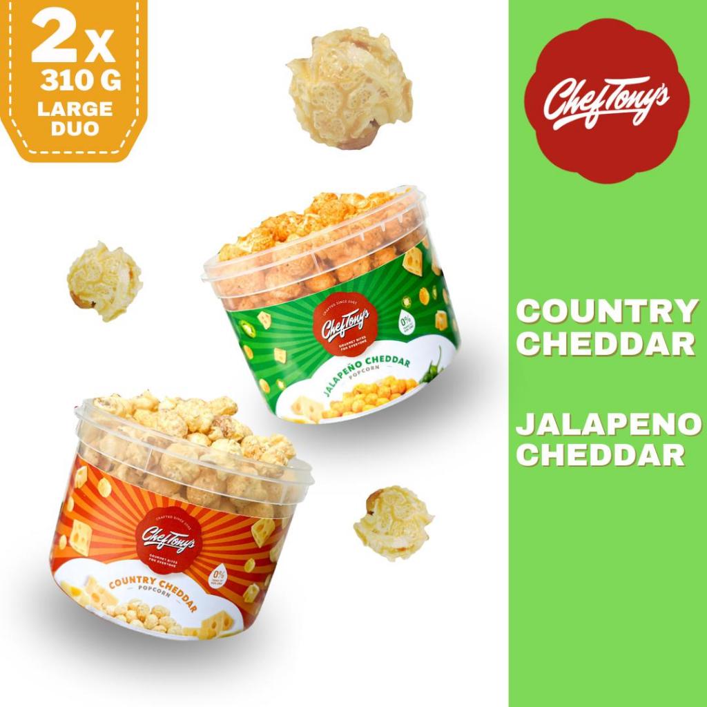 Chef Tony's Popcorn 2 Large Mixed Flavors - Country Cheddar & Jalapeno ...