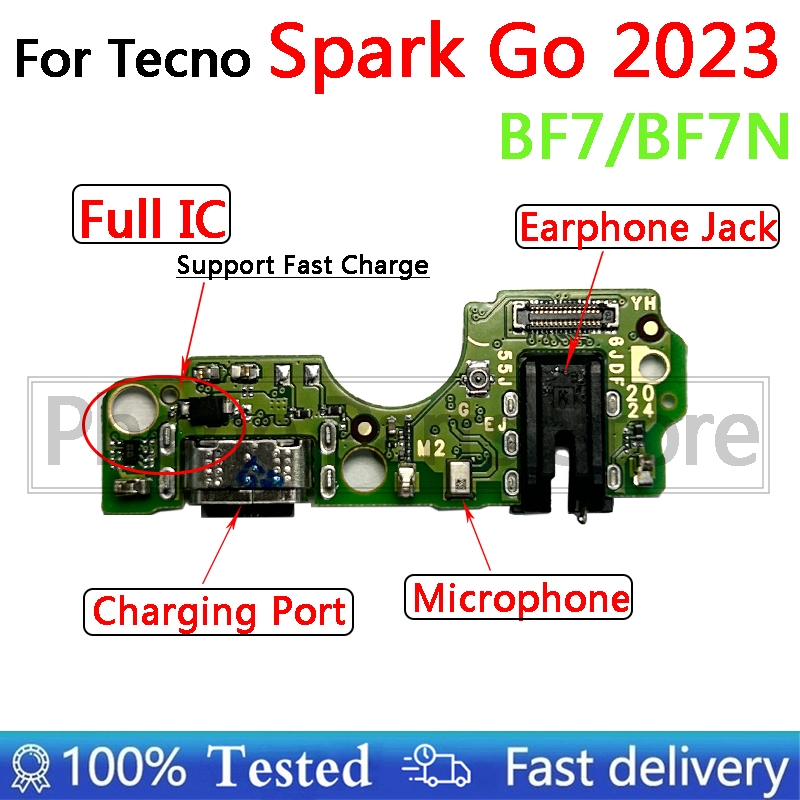 For Tecno Spark GO 2023 BF7/BF7N With IC USB Fast Charging Port Connector Board with Mic ...