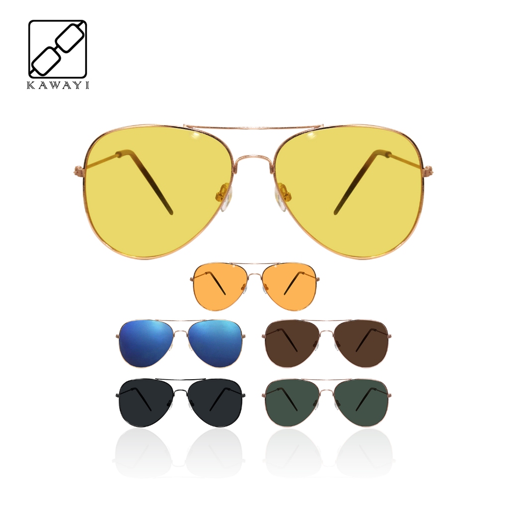 Metal Frame Aviator Lightweight Sunglasses UV Mirrored Lens for Men ...