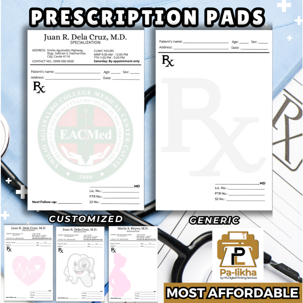 customized/generic prescription pad, rx reseta, lab request and medical ...