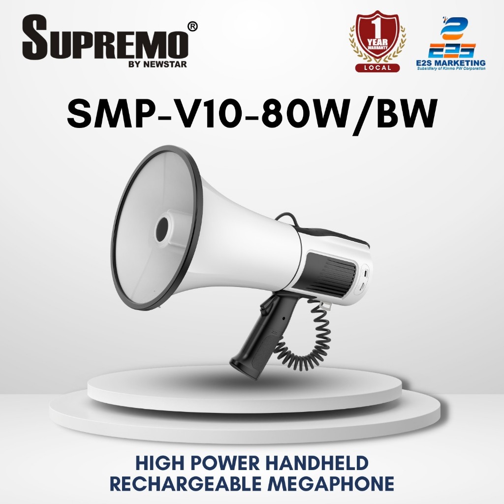 Supremo High Power Handheld Rechargeable Megaphone 7.4V 80Watts SMP-V10 ...