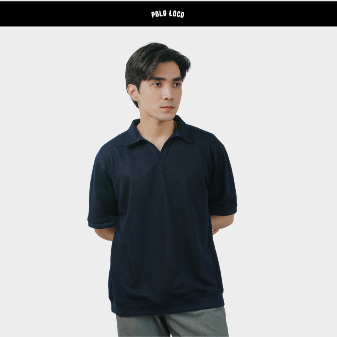 POLO LOCO Navy Blue Collared Pique Polo Shirt | Shopee Philippines