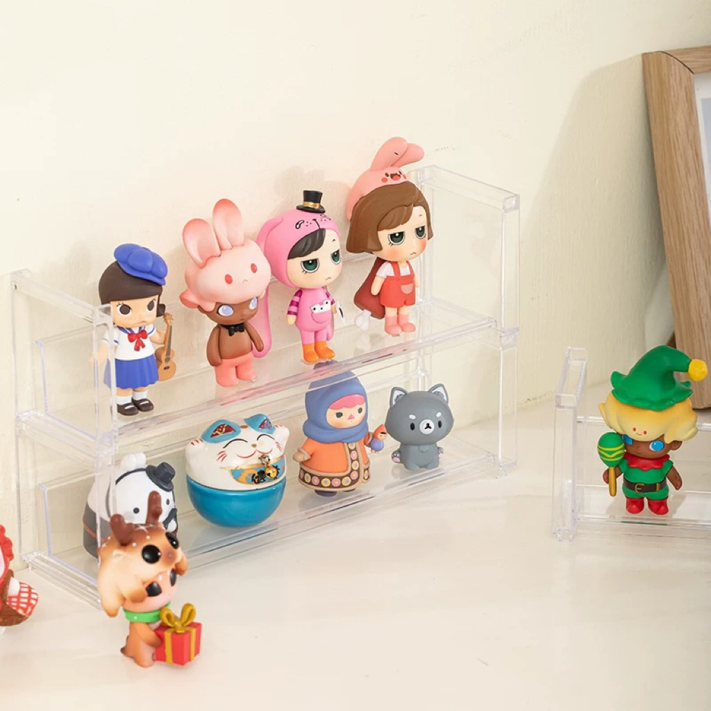 Slanted Base Figurine Display Rack Acrylic Transparent Shelf ...