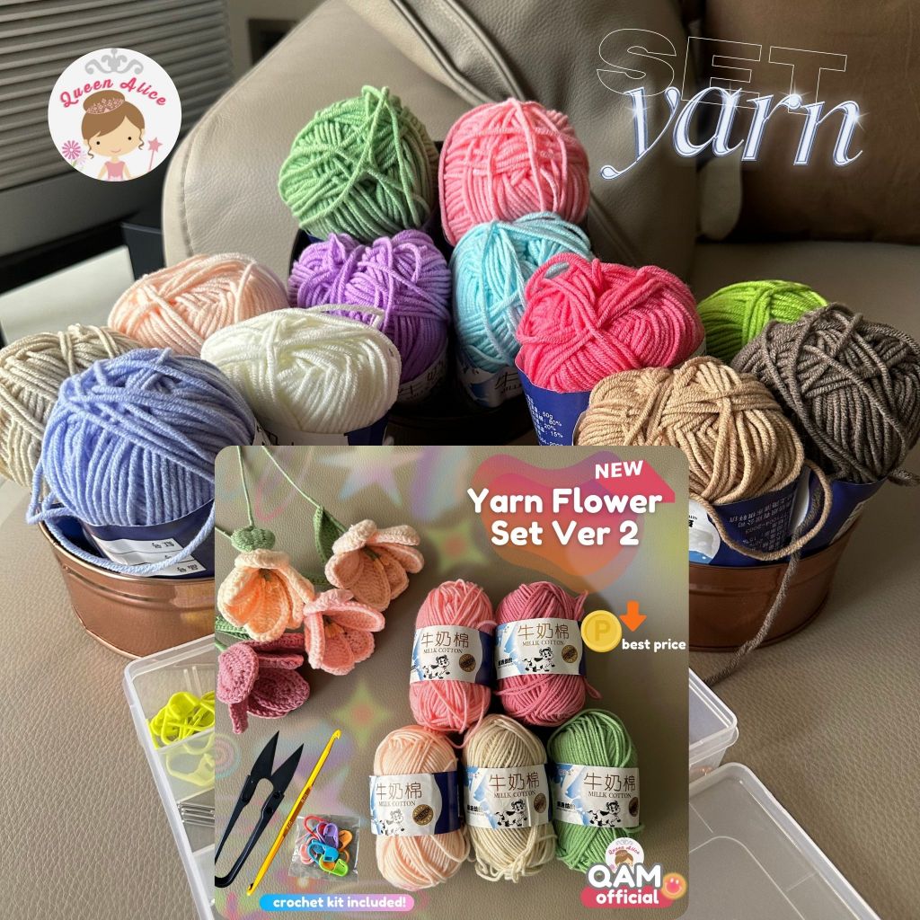 Milk Cotton Yarn Sets w/ 1 Gold Hook(check descriptions for other ...