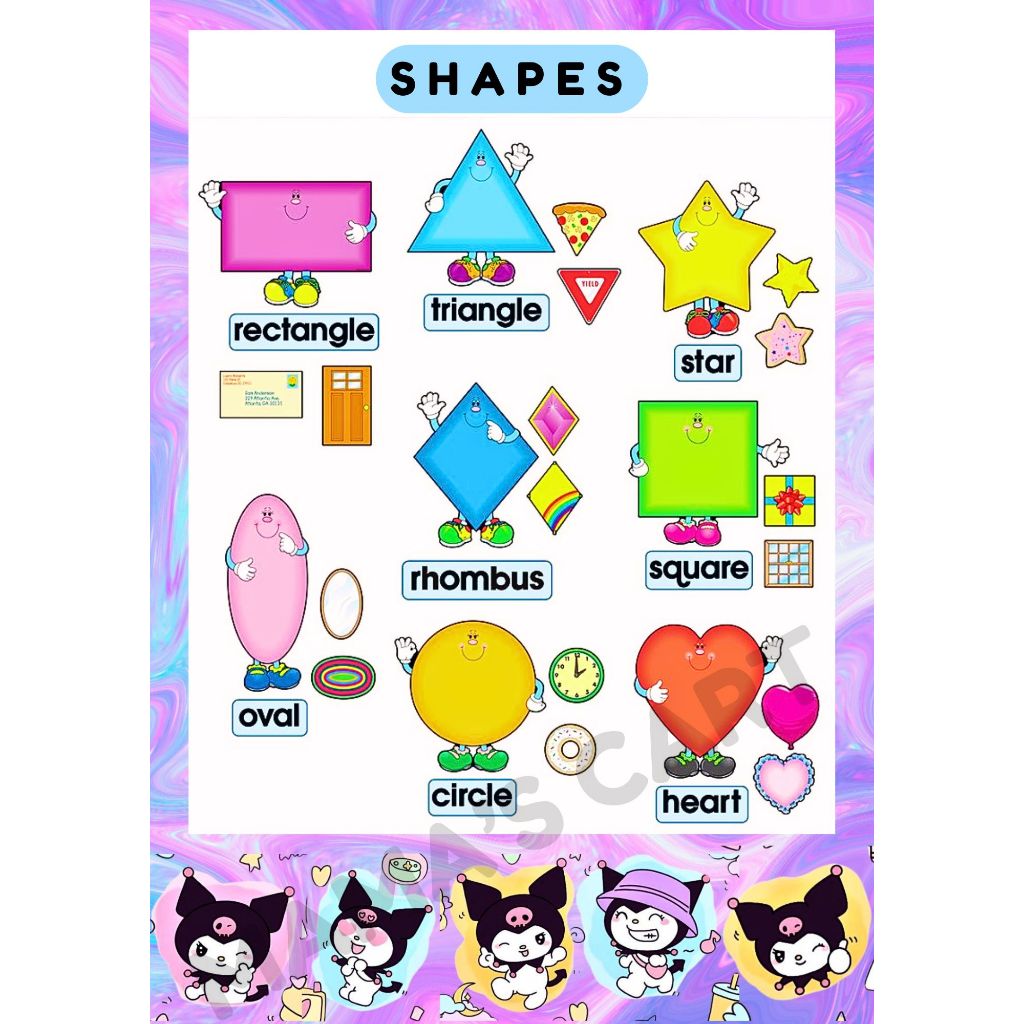 KUROMI EDUCATIONAL CHARTS A4 SIZE LAMINATED FOR KIDS ALPHABET NUMBERS ...