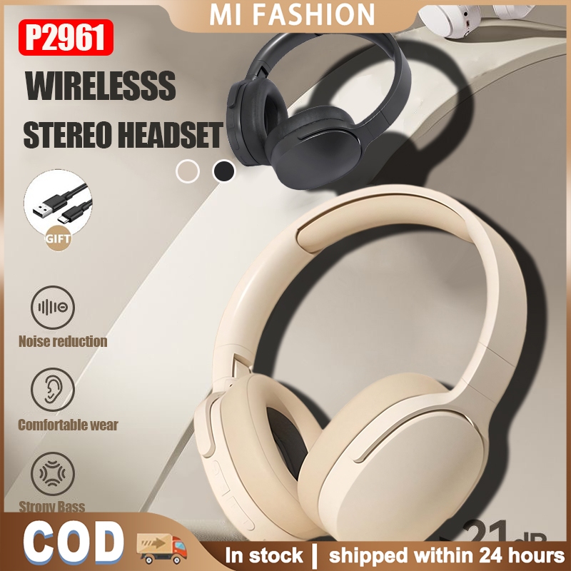 P2961 Wireless Bluetooth Headphone Noise Cancelling Over Ear Stereo ...