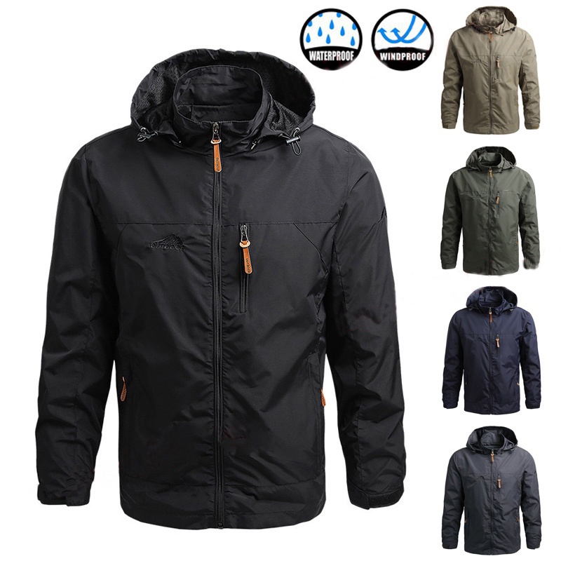 【COD】Men's Tactical Jacket Waterproof Outdoor Hooded Coat Coat Sports ...