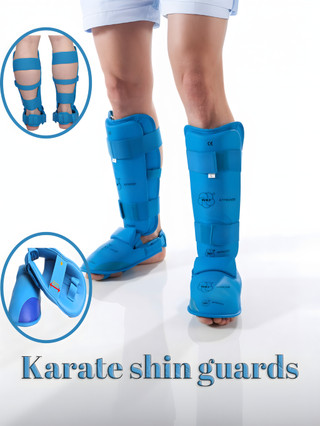WKF Approved Karate Taekwondo Shin Guard Foot Gear Set Kick Shield ...