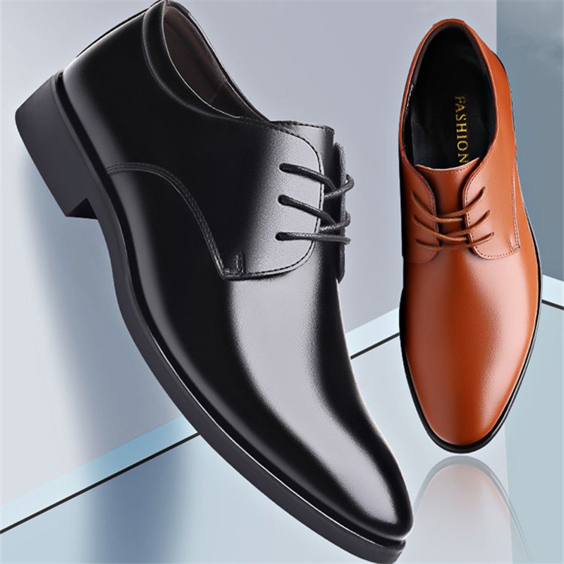 Men's Casual Leather Shoes Black Point toe Business Shoes For Men ...