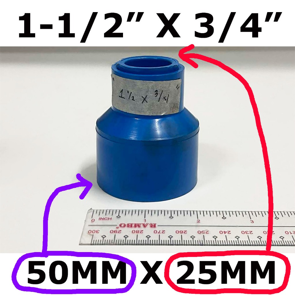 PVC BELL REDUCER 50MM X 25MM BLUE FOR CLEAN WATER === PVC COUPLING ...