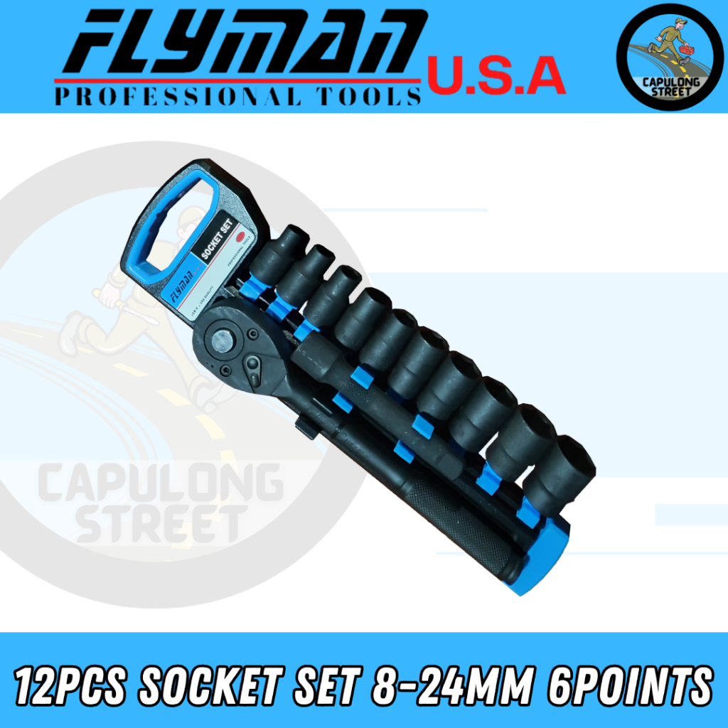 Capulong Flyman Socket Wrench Set Flyman 12pcs Socket Set 8-24mm 1/2 ...