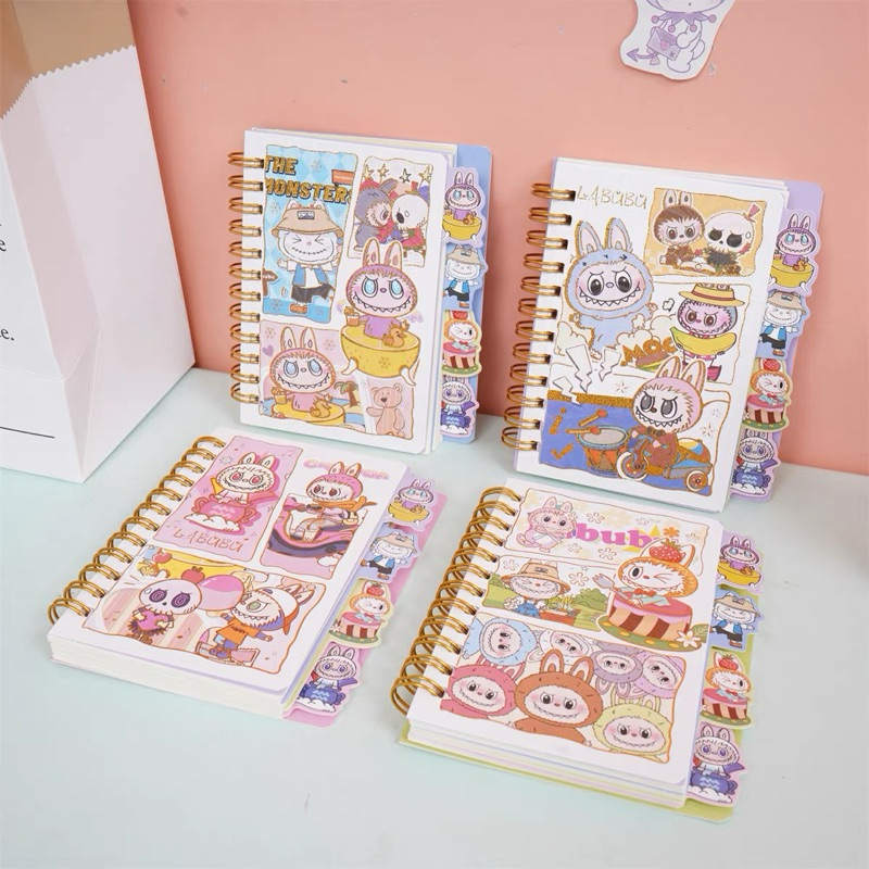 labubu cartoon mini notebook book A7 student note diary learning hand ...