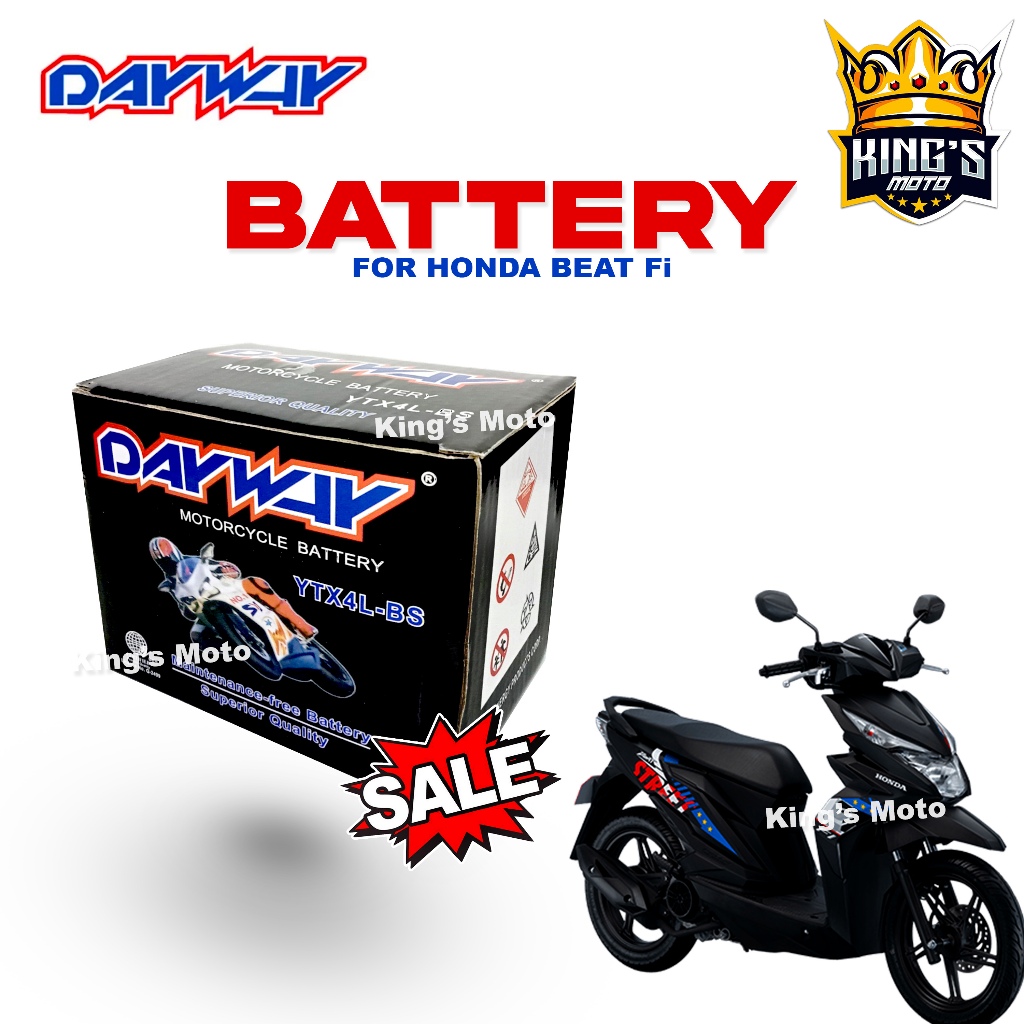 ORIGINAL DAYWAY BATTERY YTX4L-BS FOR HONDA BEAT FI COD | Shopee Philippines
