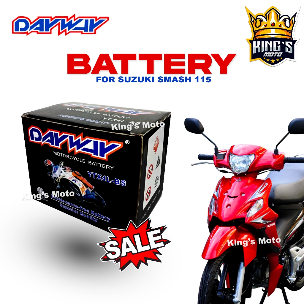 ORIGINAL DAYWAY BATTERY YTX4L-BS FOR SUZUKI SMASH 115 and WAVE 110 ...
