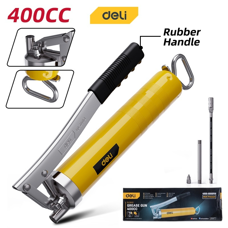 Deli Tools Grease Gun 4500PSI 400cc 3 Tubes Machinery Grease Pump ...