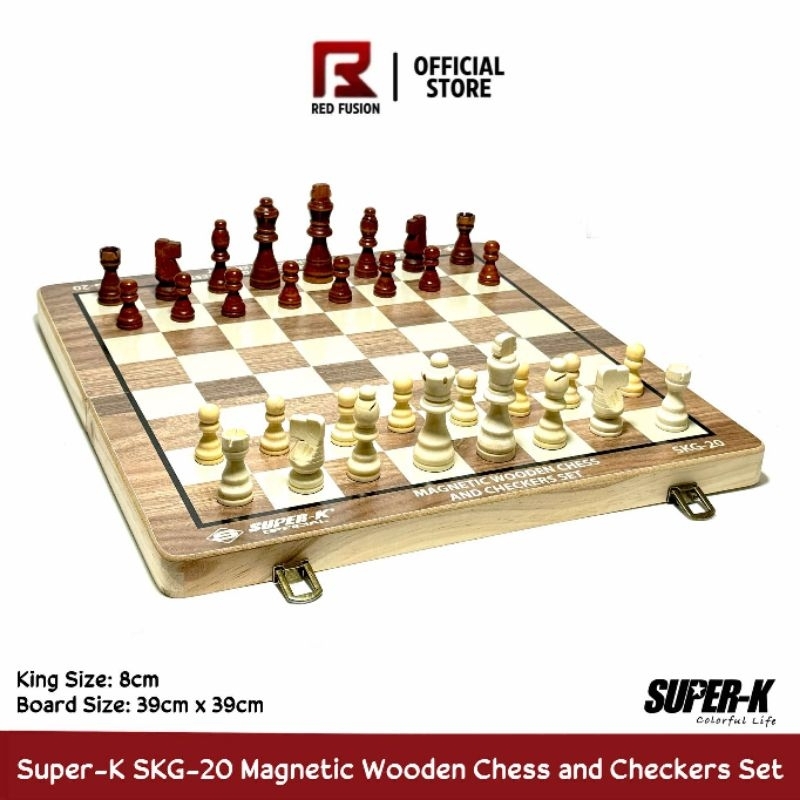 Super-K SKG-20 Magnetic Wooden Chess and Checkers Set | Shopee Philippines