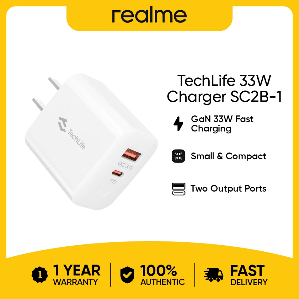 realme TechLife 33W Charger SC2B-1 | GaN 33W Fast Charging l Two Output ...
