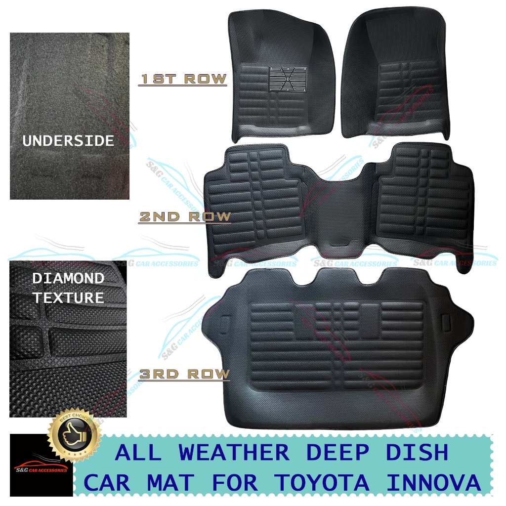 Toyota Innova 2016 - 2024 5D Diamond Deep Dish Matting All Weather Car ...