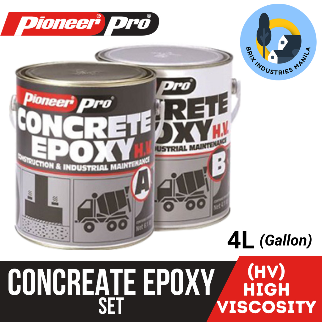 Pioneer Concrete Epoxy Set 4 Liters Each High Viscosity (HV) and Low Viscosity (LV) | Shopee ...