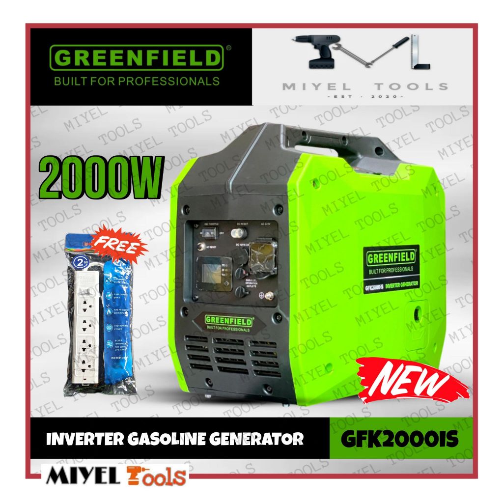 GREENFIELD 2000W Gasoline Portable Inverter Generator GFK2000iS with ...