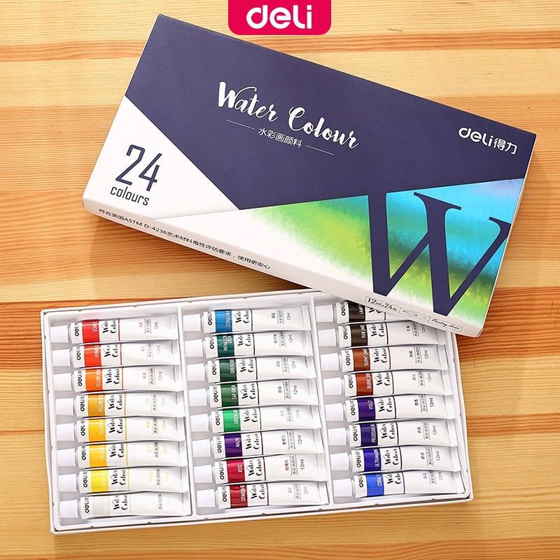 Deli 12/18/24 Color Watercolor Pigment Set 12ml Acrylic Oil Painting ...