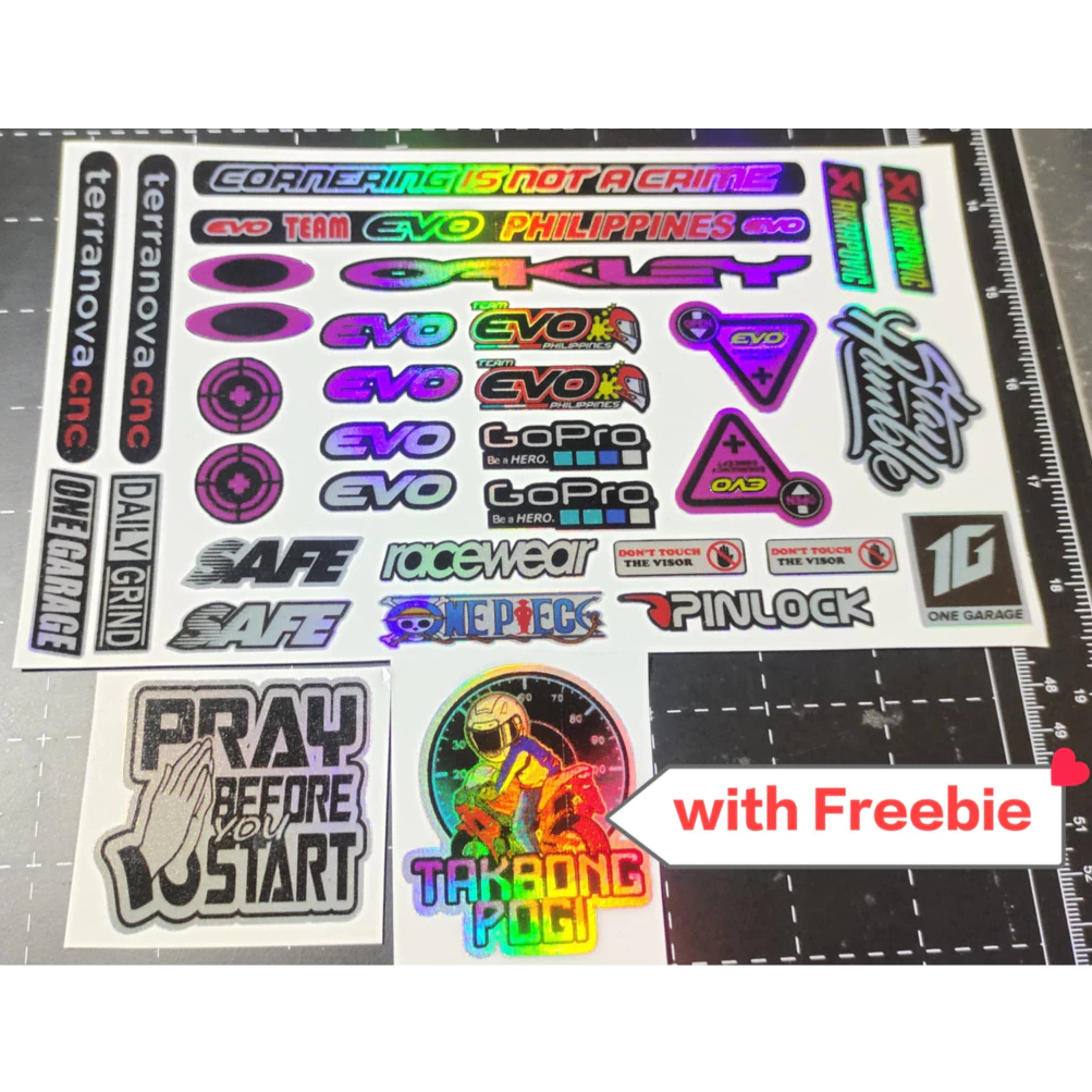 Set of 8 EVO Helmet Visor Stickers Holographic/Available in 4 colors ...