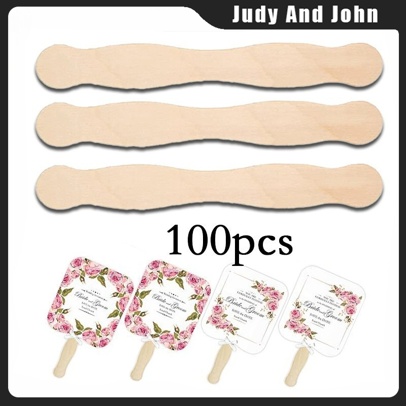 100pcs 8inch Fan Wooden Handle Craft Popsicle Sticks Wavy Wood Ice ...