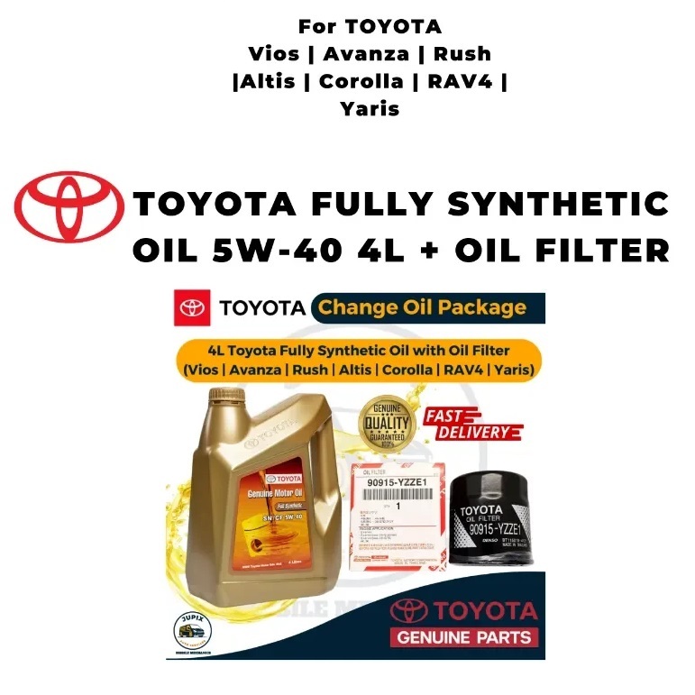 BUNDLE COMBO SET Toyota Fully Synthetic Engine Oil 5W-40 [4 Liters ...