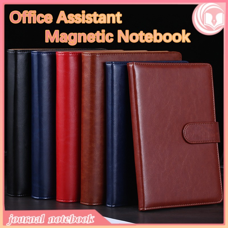 A5 Magnetic Buckle Leather Notebook College Notepad Offices Assistant ...