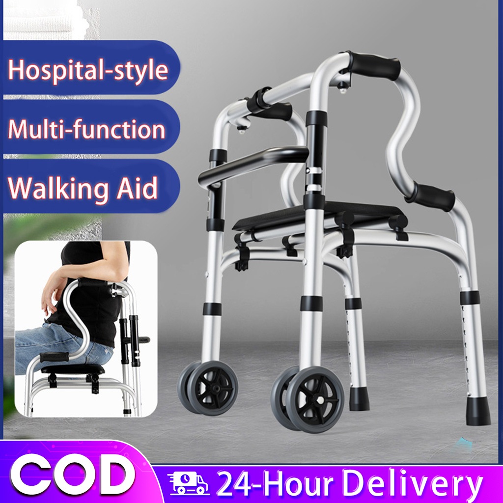 Walker for Elderly Adult Foldable Stainless Steel Walking Aid ...