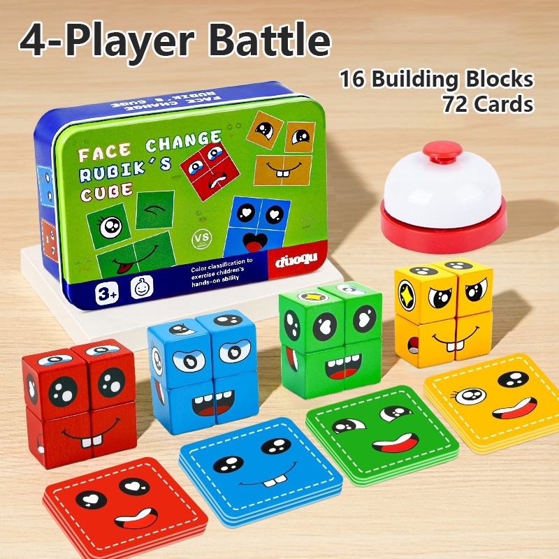 80pc Wooden Face-Changing educational Magic toy Expression Puzzle ...