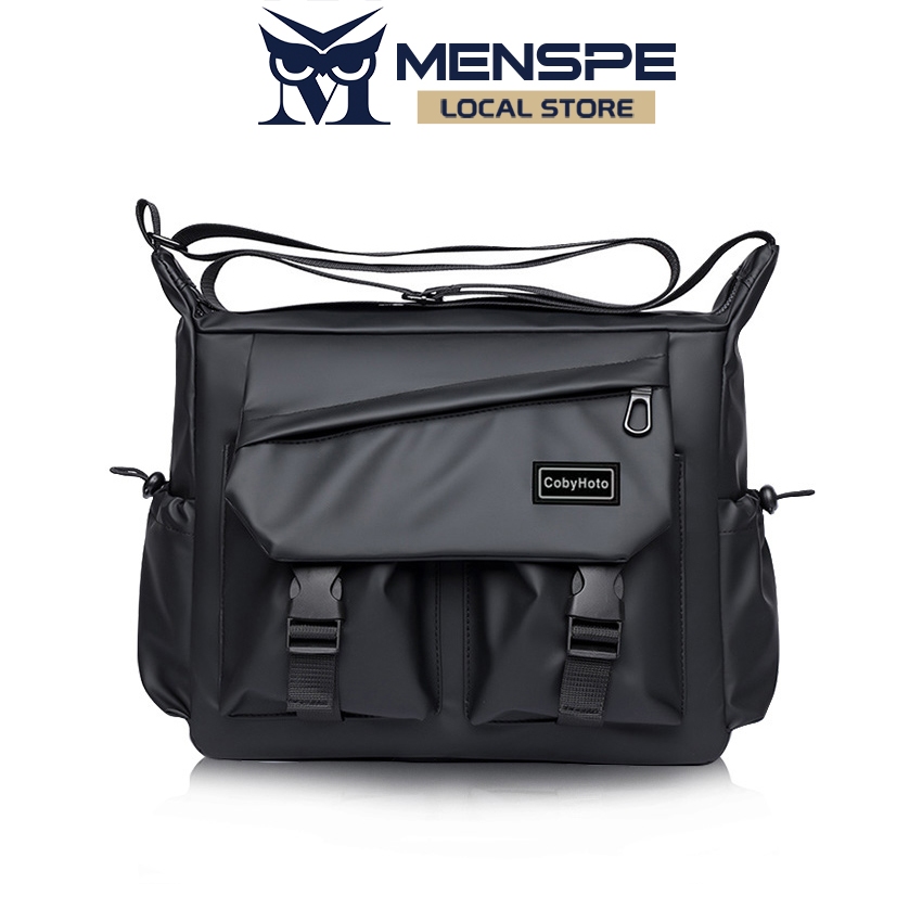 Menspe Men Sling Shoulder Waterproof Polyester Black School College Bag ...