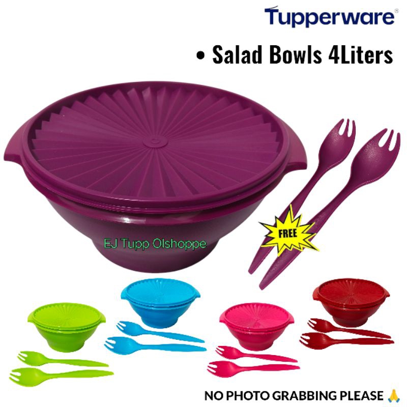 Original Tupperware Salad Bowls 4Liters & Large Servalier Bowls 2.3L ...