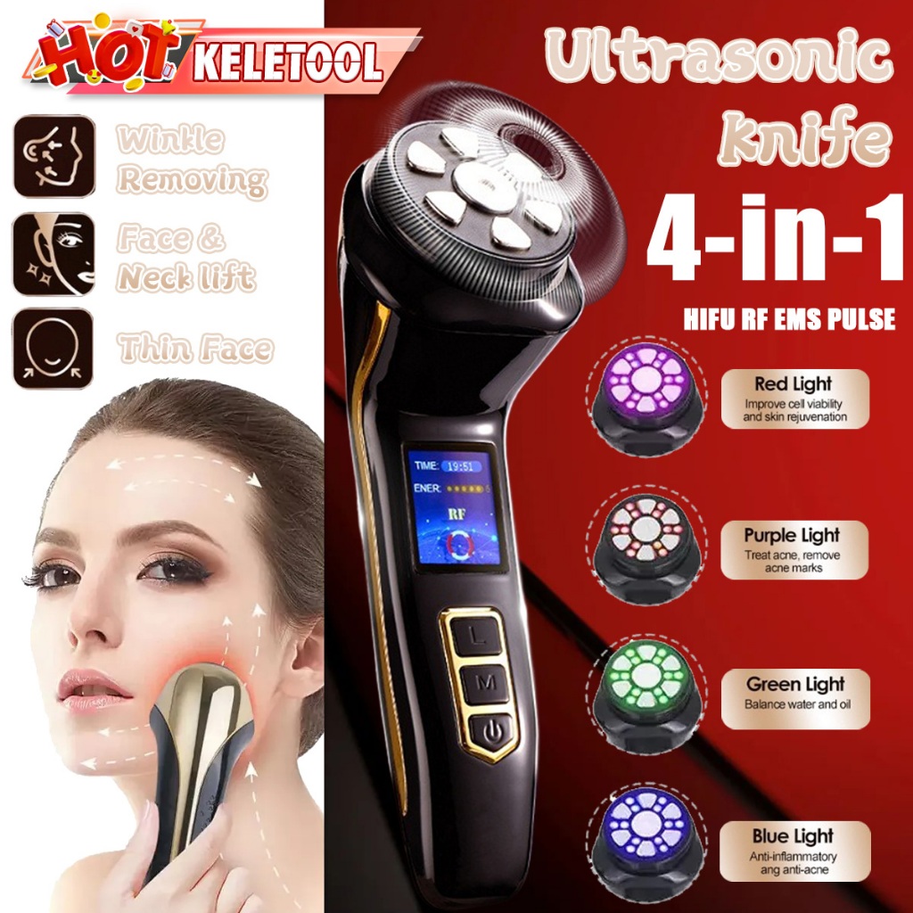 4-in-1 Ultrasonic Knife HIFU RF EMS PULSE Portable Effective Skin Rejuvenation Multi-Level Light ...