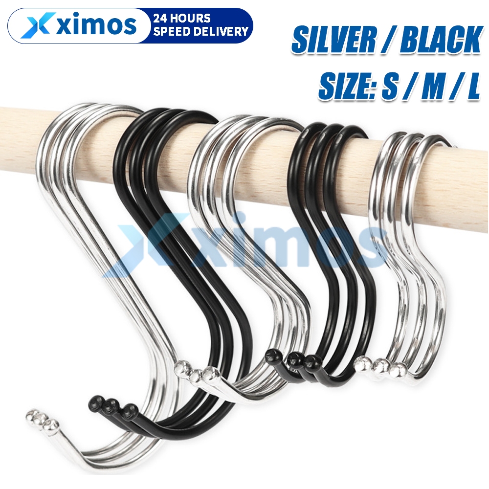 Xximos S Hook Stainless Steel Metal S-Shaped Hooks 3 Sizes Clothing ...