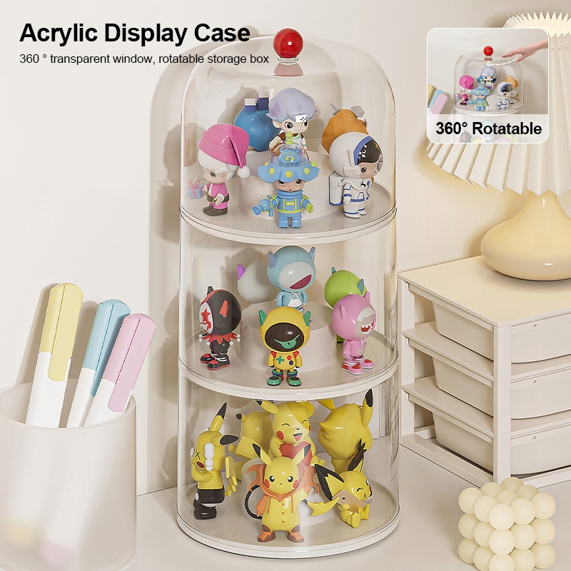 [New] Rotating acrylic PopMart transparent doll display stand dustproof ...