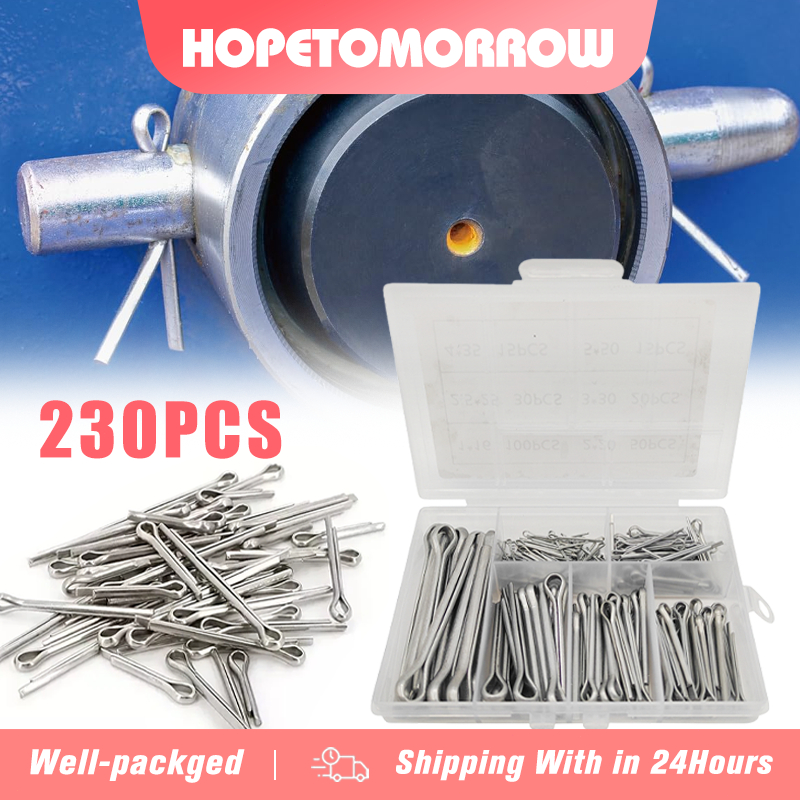 230Pcs Cotter Pin Assortment Kit, Steel Split Pin Fastener Clips 6 ...