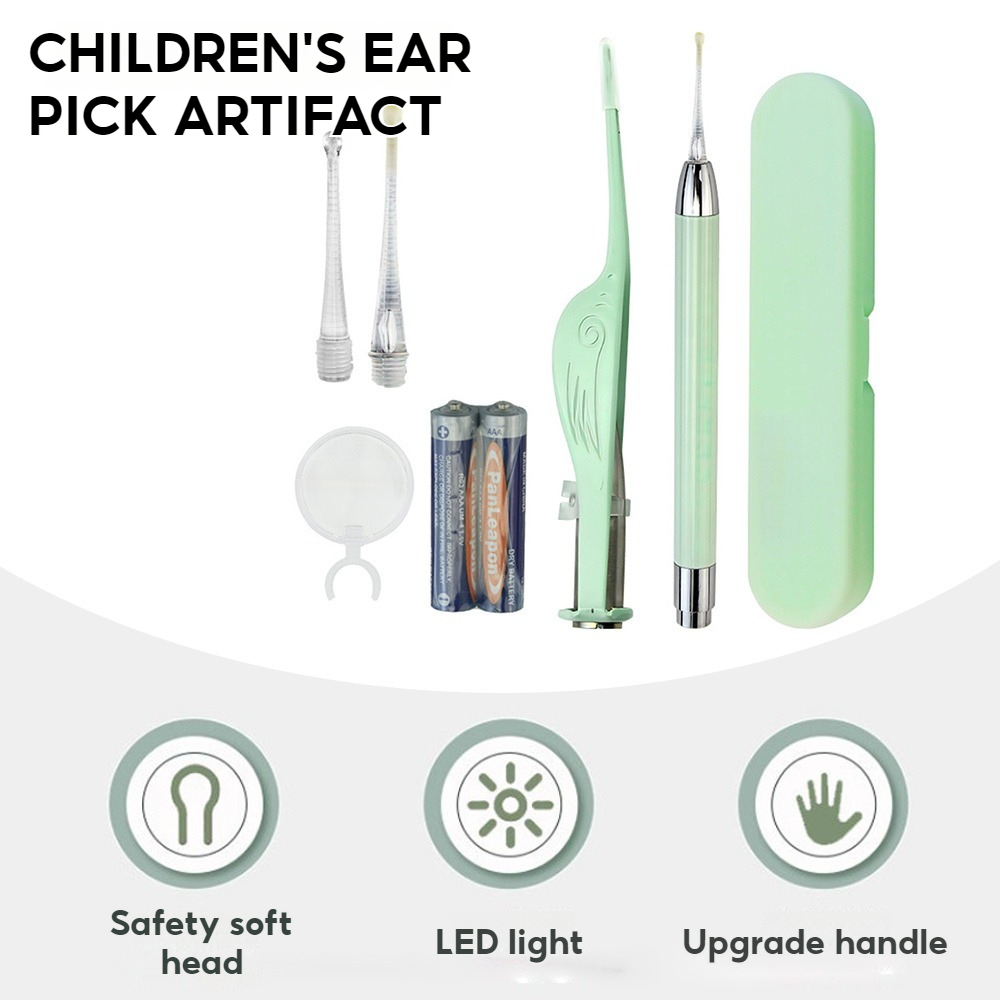 1 Set LED Earpick FlashLight Ear Stick Booger Tweezer Clip Baby Ear ...