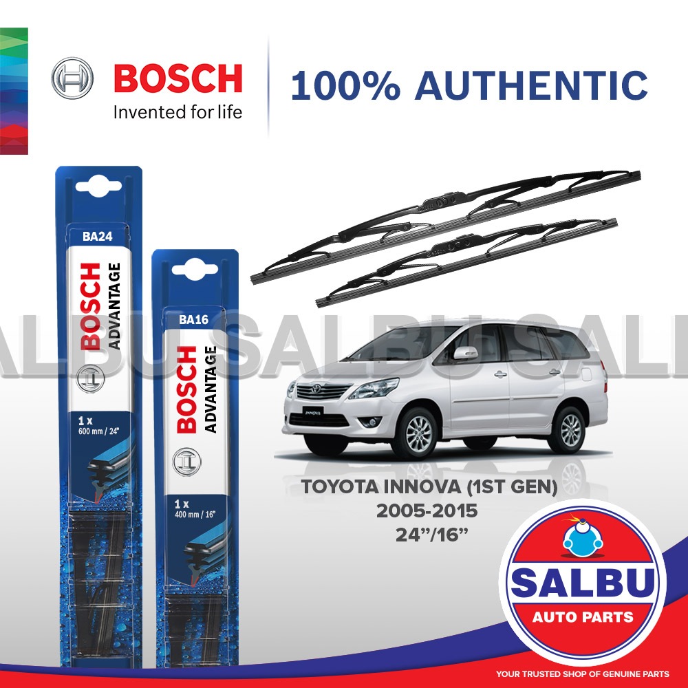 BOSCH Advantage Wiper Blade Set for TOYOTA Innova (1st Gen) 2005-2015 (24"/16") | Shopee Philippines