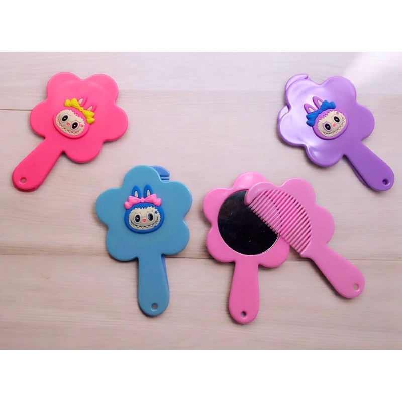 Cutesy Labubu mirror aesthetic Girl SunflowerBeauty Mirror Comb SetHair ...