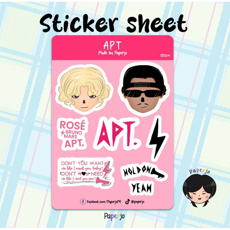 Rosé and Bruno Mars APT sticker sheet (SS004) | Shopee Philippines